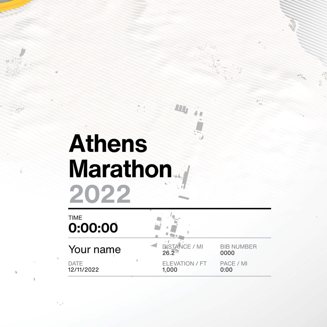 Athens Marathon / Personalised Route Map - Etsy