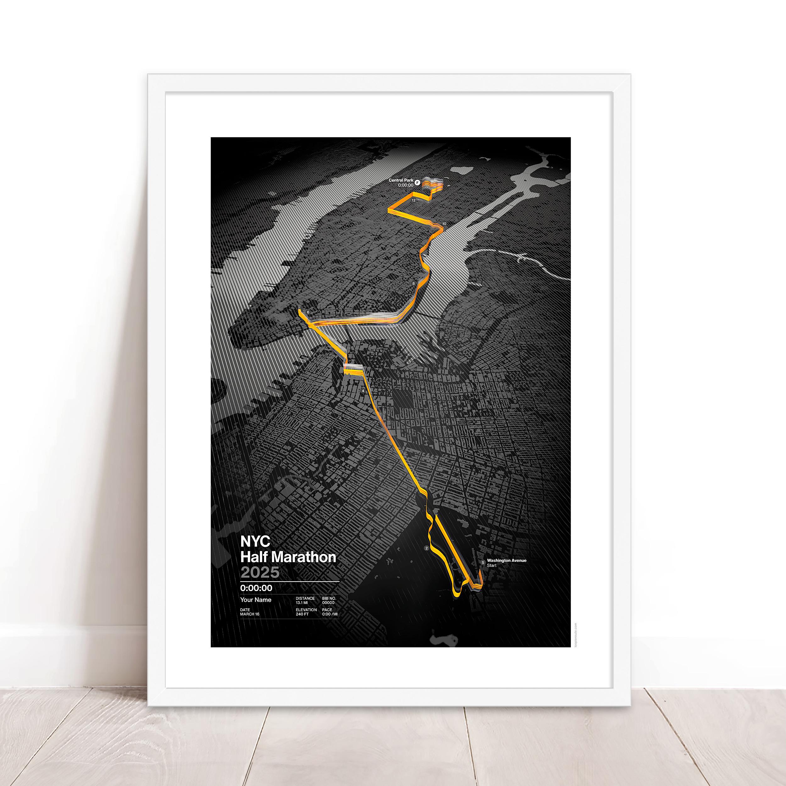 New York City Half Marathon Course Map - Etsy