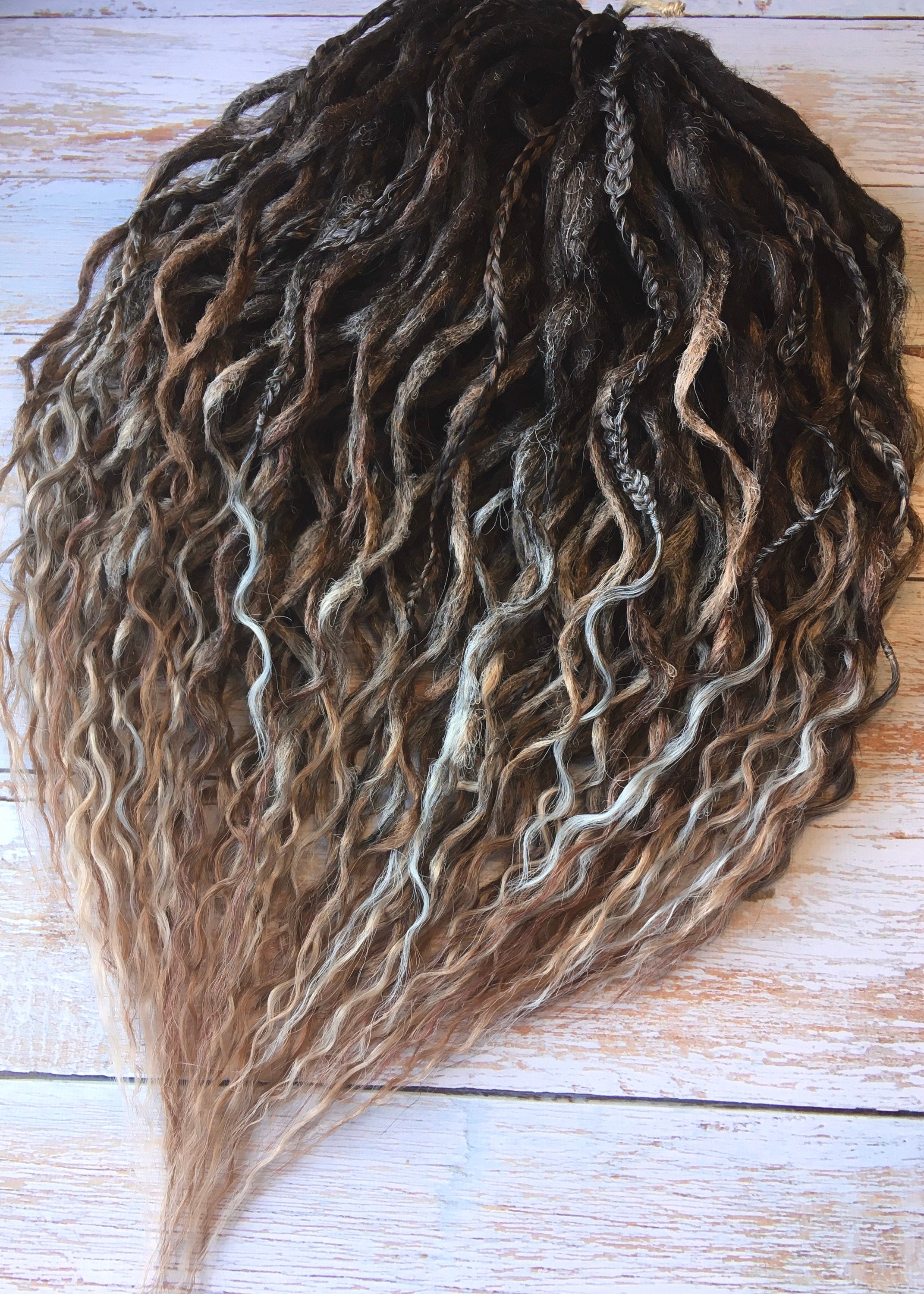 Curled Autumn Mood Synth DE SE Dreads Ombre Natural Brown to | Etsy