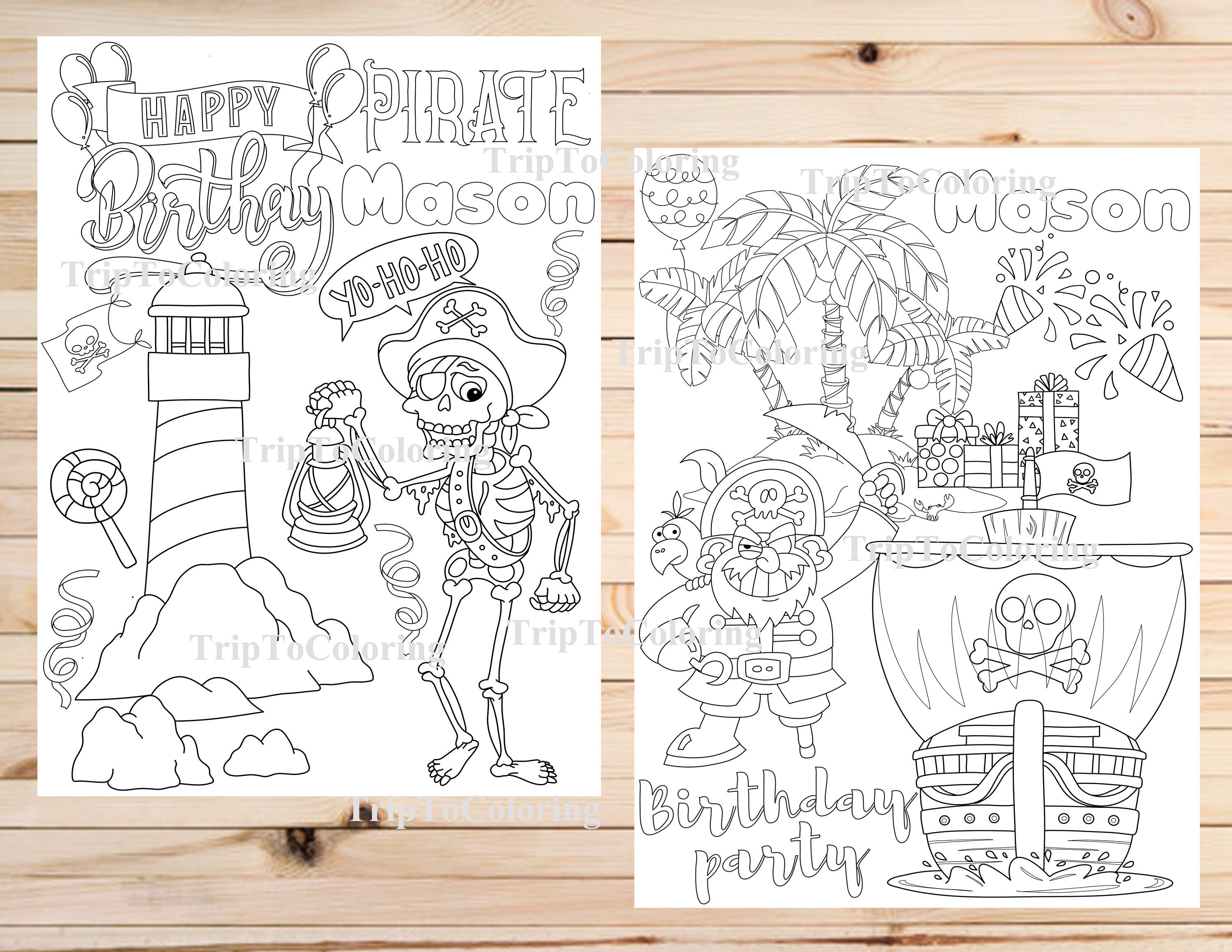 Pirate/ Birthday coloring pages / Birthday Party favor / | Etsy