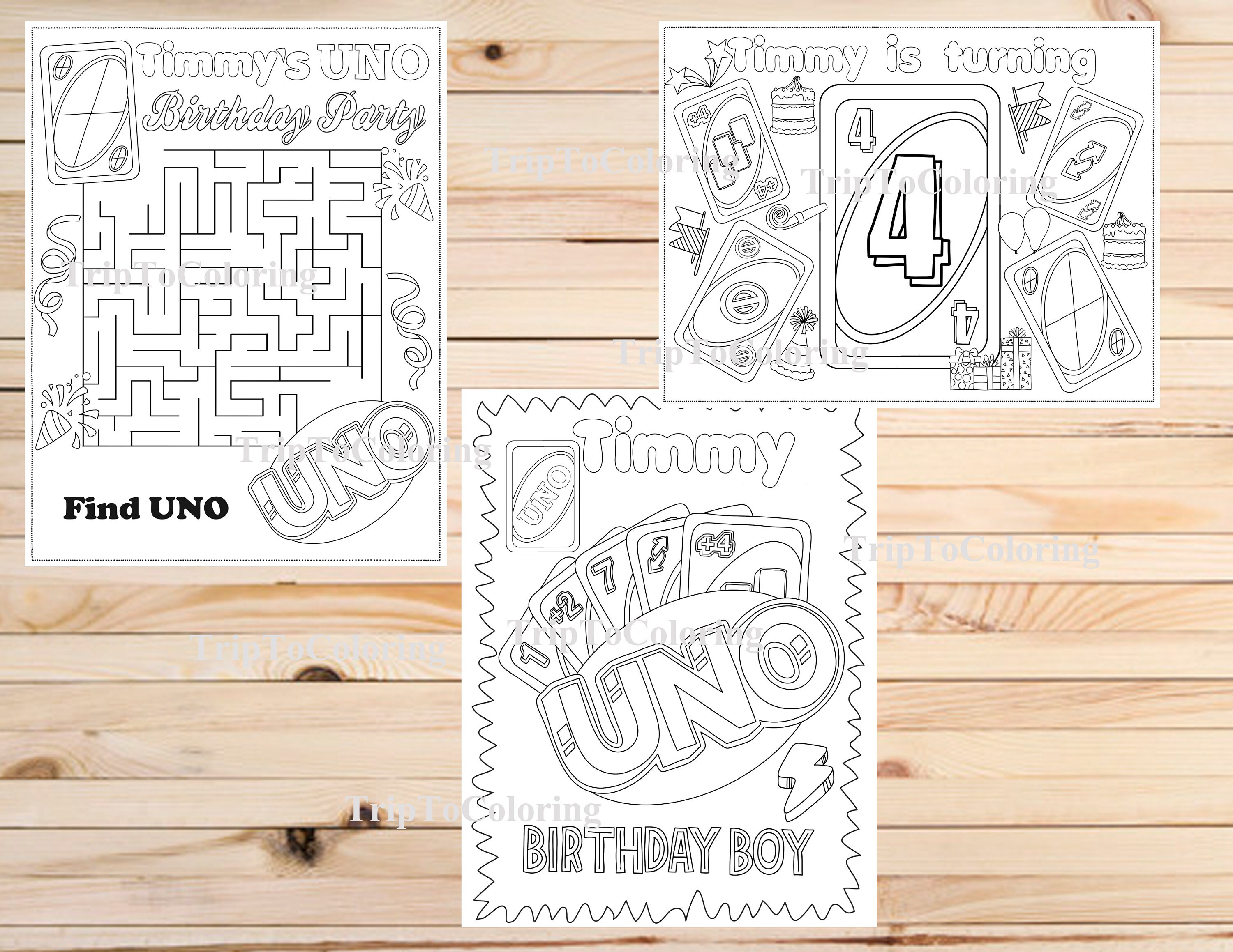 Uno Birthday / Uno Birthday coloring pages / Uno Party favor / | Etsy