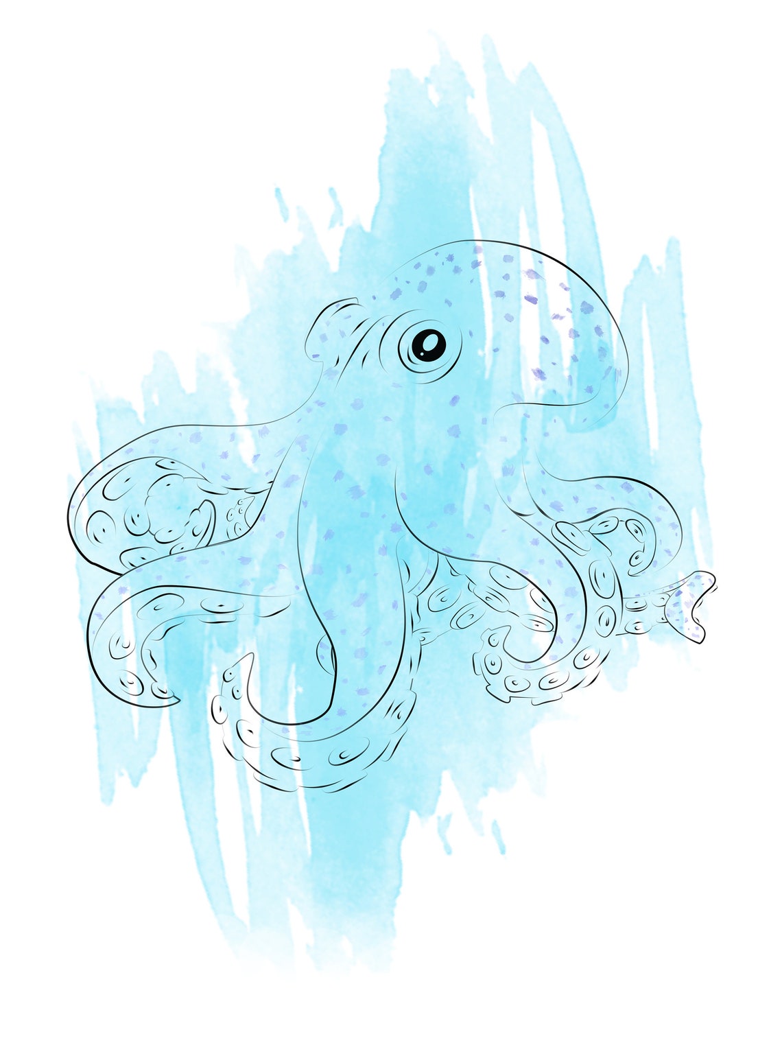 Octopus Print, Beautiful Octopus Line Drawing, PRINTABLE WALL ART ...