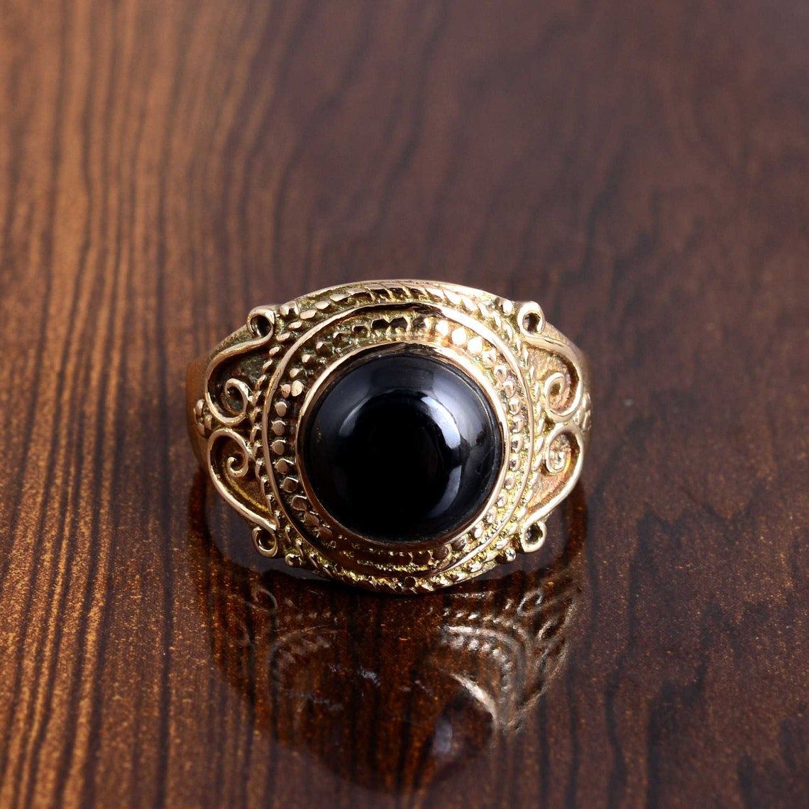 Black Obsidian Ring, Handmade Natural Black Obsidian Gemstone Ring ...