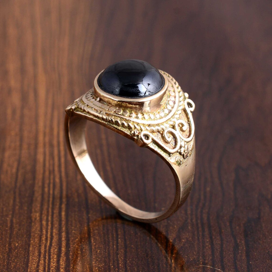 Black Obsidian Ring, Handmade Natural Black Obsidian Gemstone Ring ...