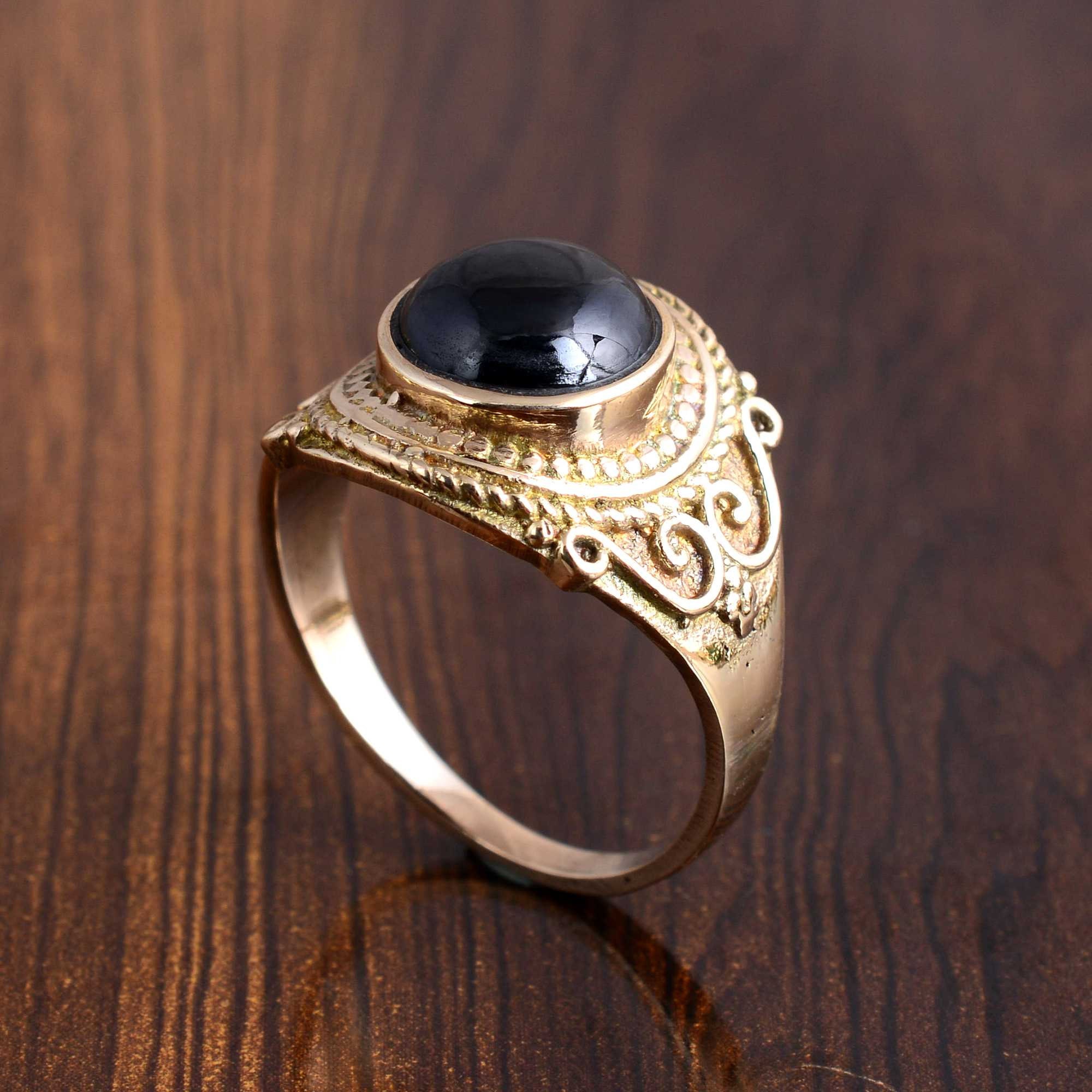 Black Obsidian Ring, Handmade Natural Black Obsidian Gemstone Ring ...