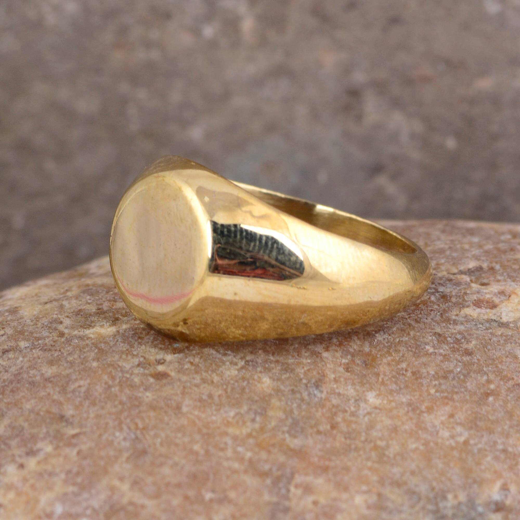 18k Gold Signet Ring Round Signet Ring Simple Gold Ring - Etsy