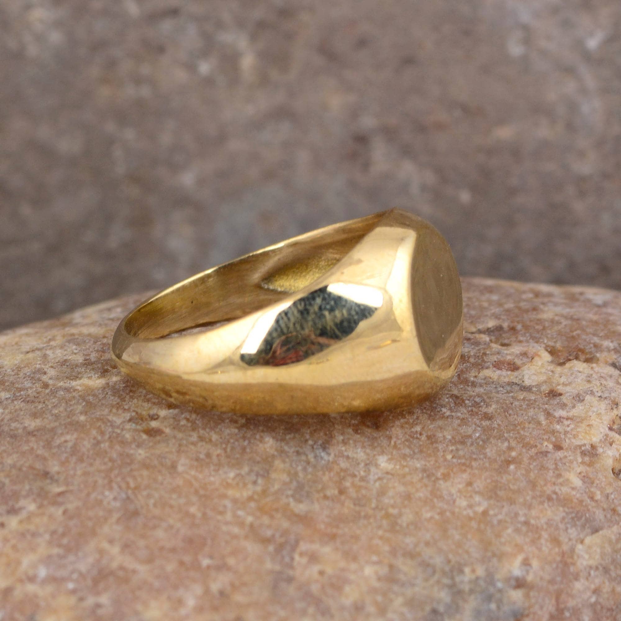 18k Gold Signet Ring Round Signet Ring Simple Gold Ring - Etsy