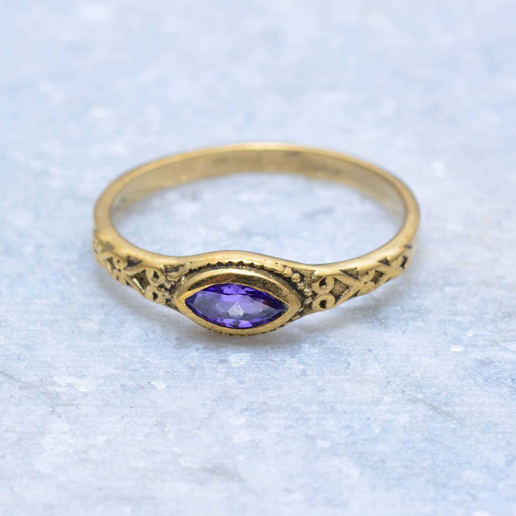 Amethyst Ring 14K Solid Gold for Women Kyklos Jewelry - Etsy