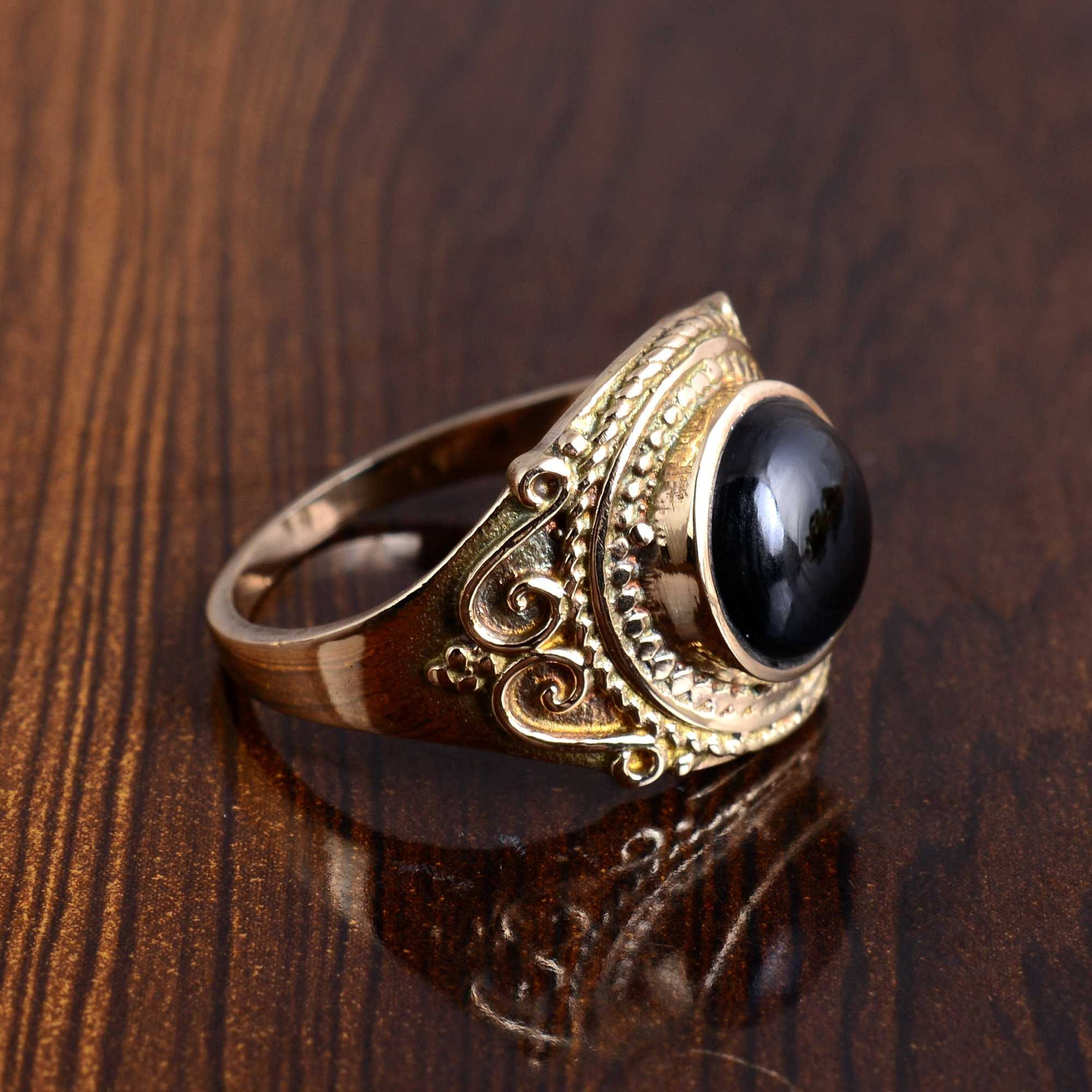 Black Obsidian Ring, Handmade Natural Black Obsidian Gemstone Ring ...