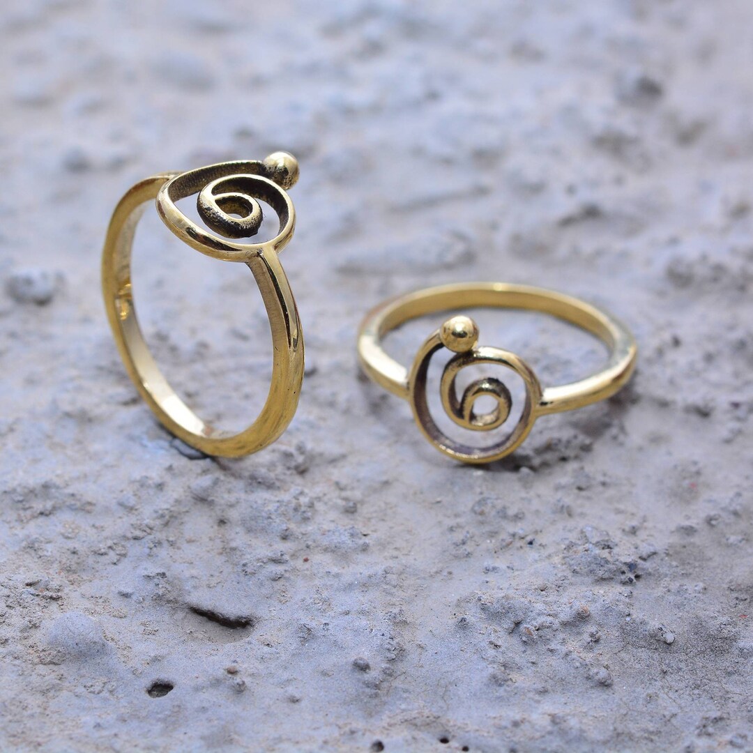 Gold Spiral Ring, Swirl Ring, Gold Wired Ring,thumb Ring, Spiral Brass ...