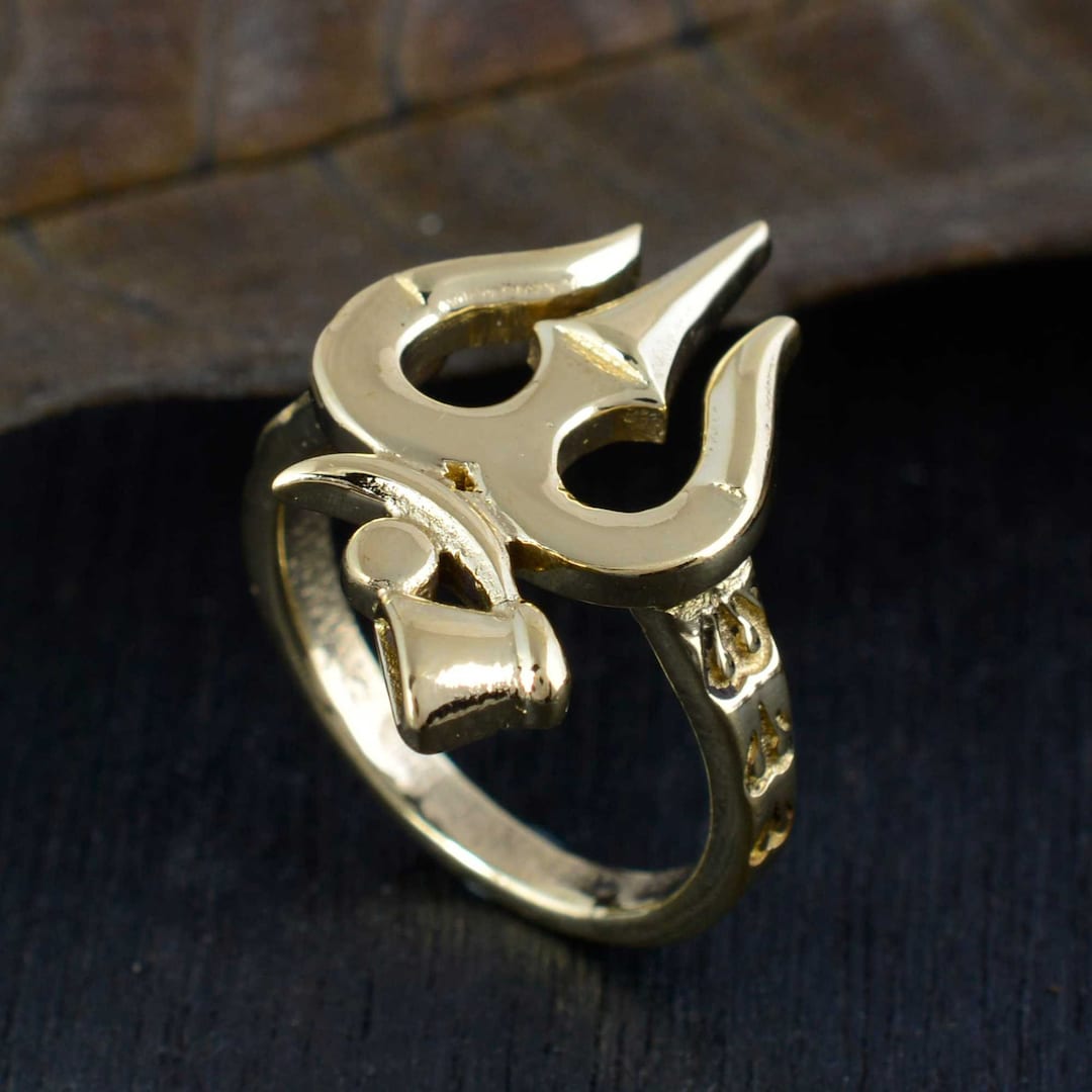 Om Shiv Trishul Ring, Brass Ring, Ohm Ring, Dainty Ring, Handmade Ring ...