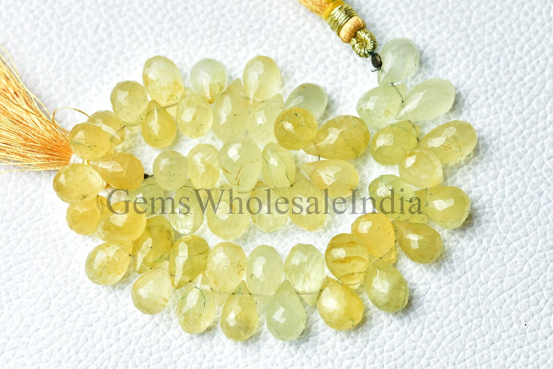 176 Carats, Heliodor Teardrops Beads Yellow Heliodor Faceted Drop Beads ...