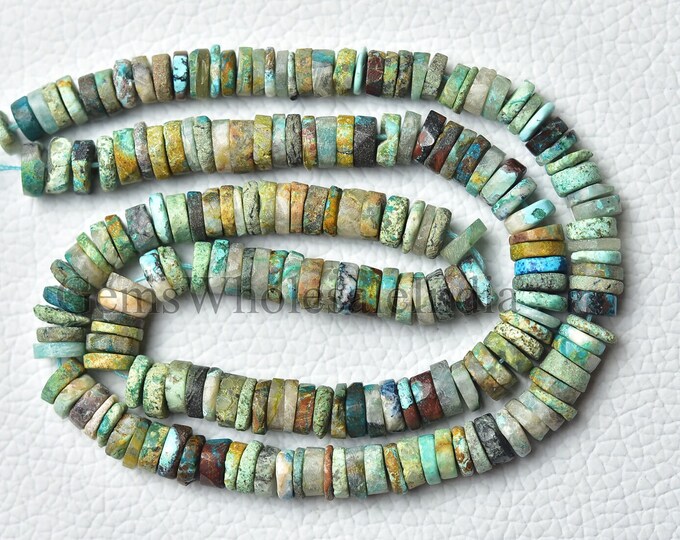 African Turquoise Smooth Plain Heishi Beads Turquoise Round Heishi ...