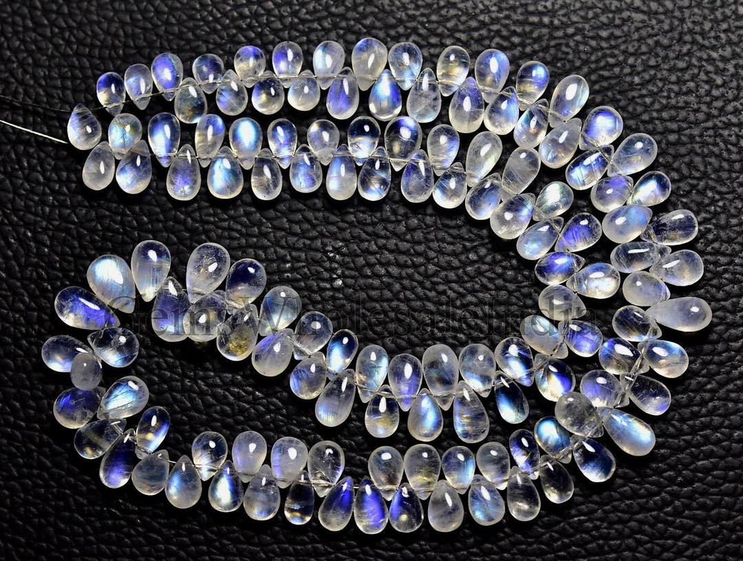 AAA Blue Fire Rainbow Moonstone Plain Smooth Briolette, Moonstone Pear ...