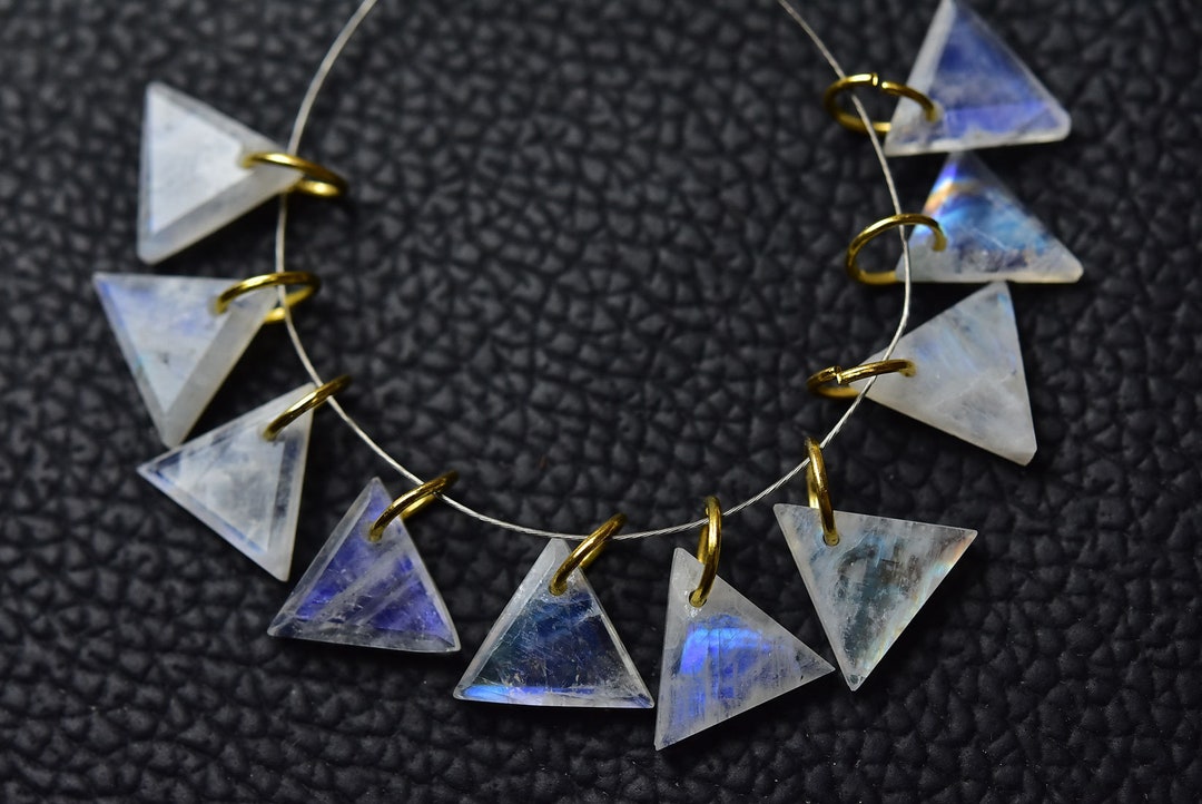 Amazing Blue Fire Rainbow Moonstone Faceted Triangle Flat Briolette ...