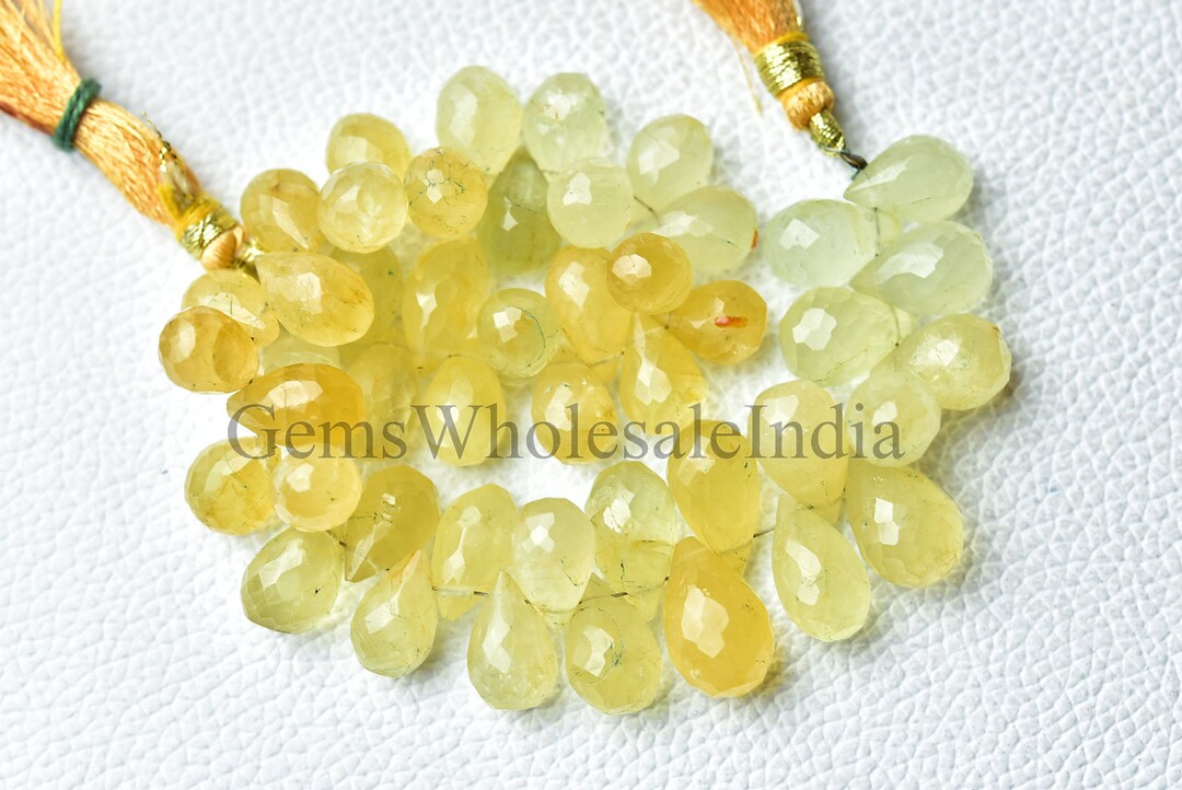 252 Carats, Heliodor Teardrops Beads Yellow Heliodor Faceted Drop Beads ...
