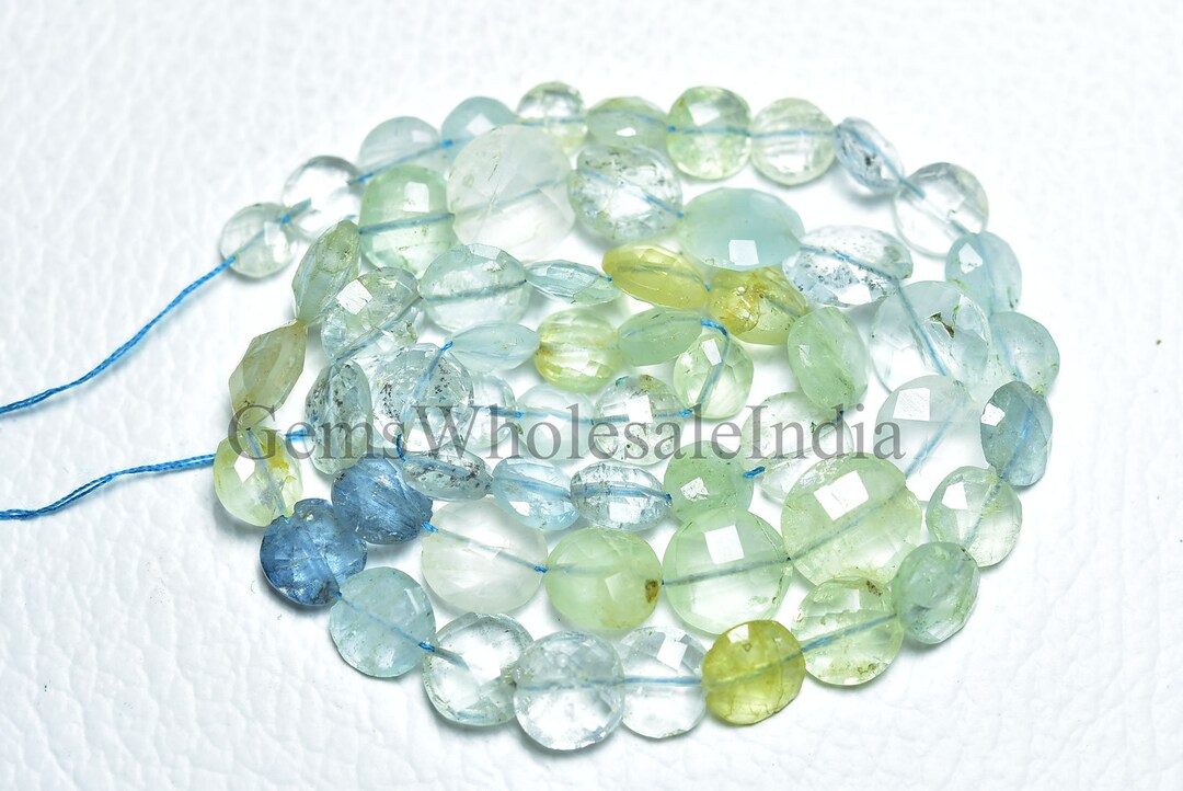 Exquisite AAA Moss Multi Aquamarine Coin Briolette Moss Aquamarine ...