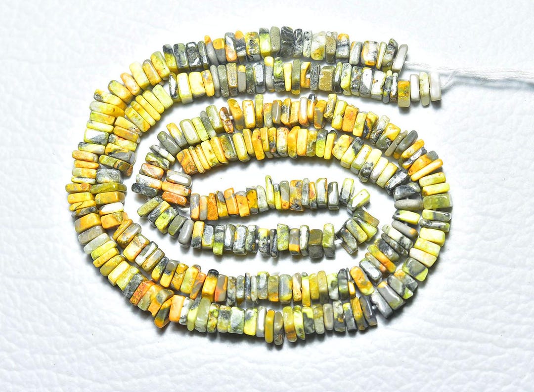 Ideal Neon Yellow Jasper Smooth Square Heishi Yellow Jasper Square ...