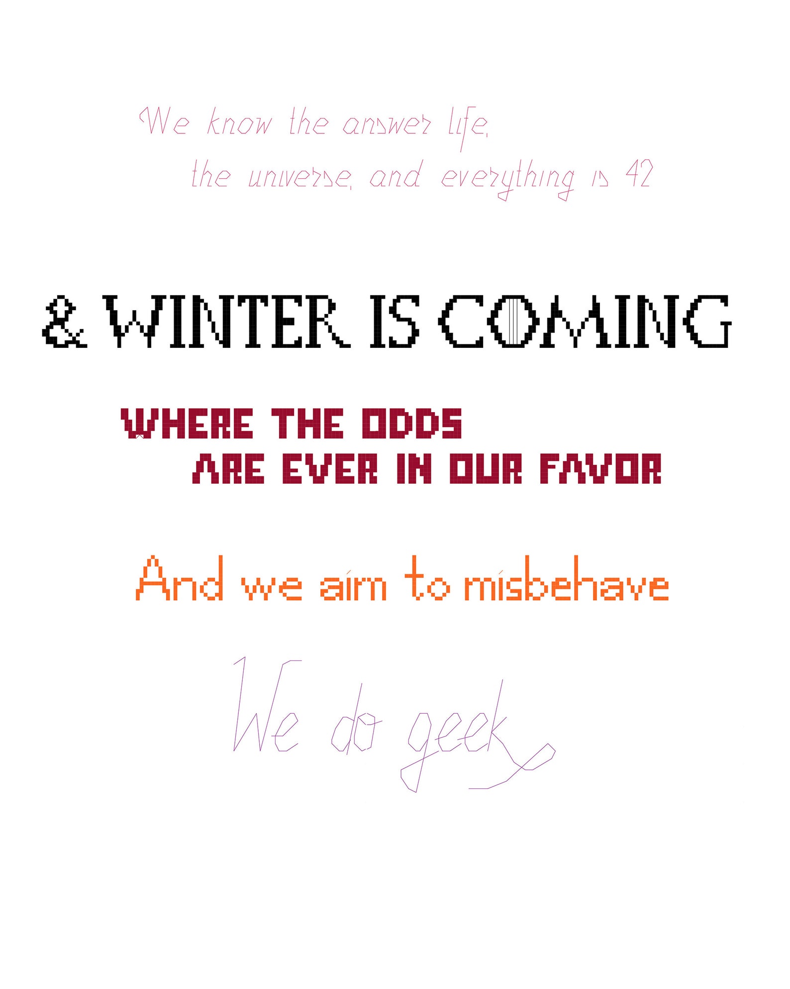 Geeky Words Cross Stitch Pattern DMC Chart Printable PDF - Etsy Canada