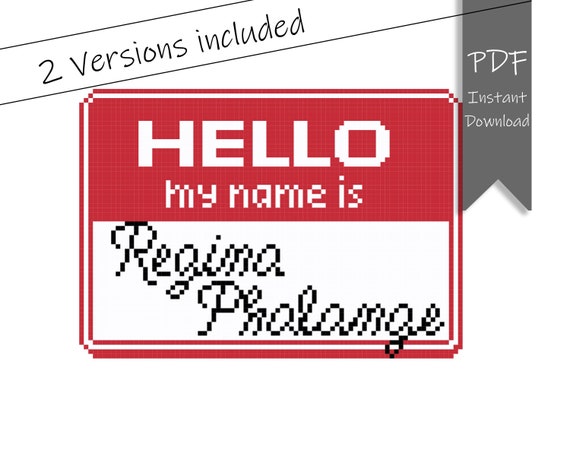 Friendly Name Tag Regina Cross Stitch Pattern DMC Chart | Etsy