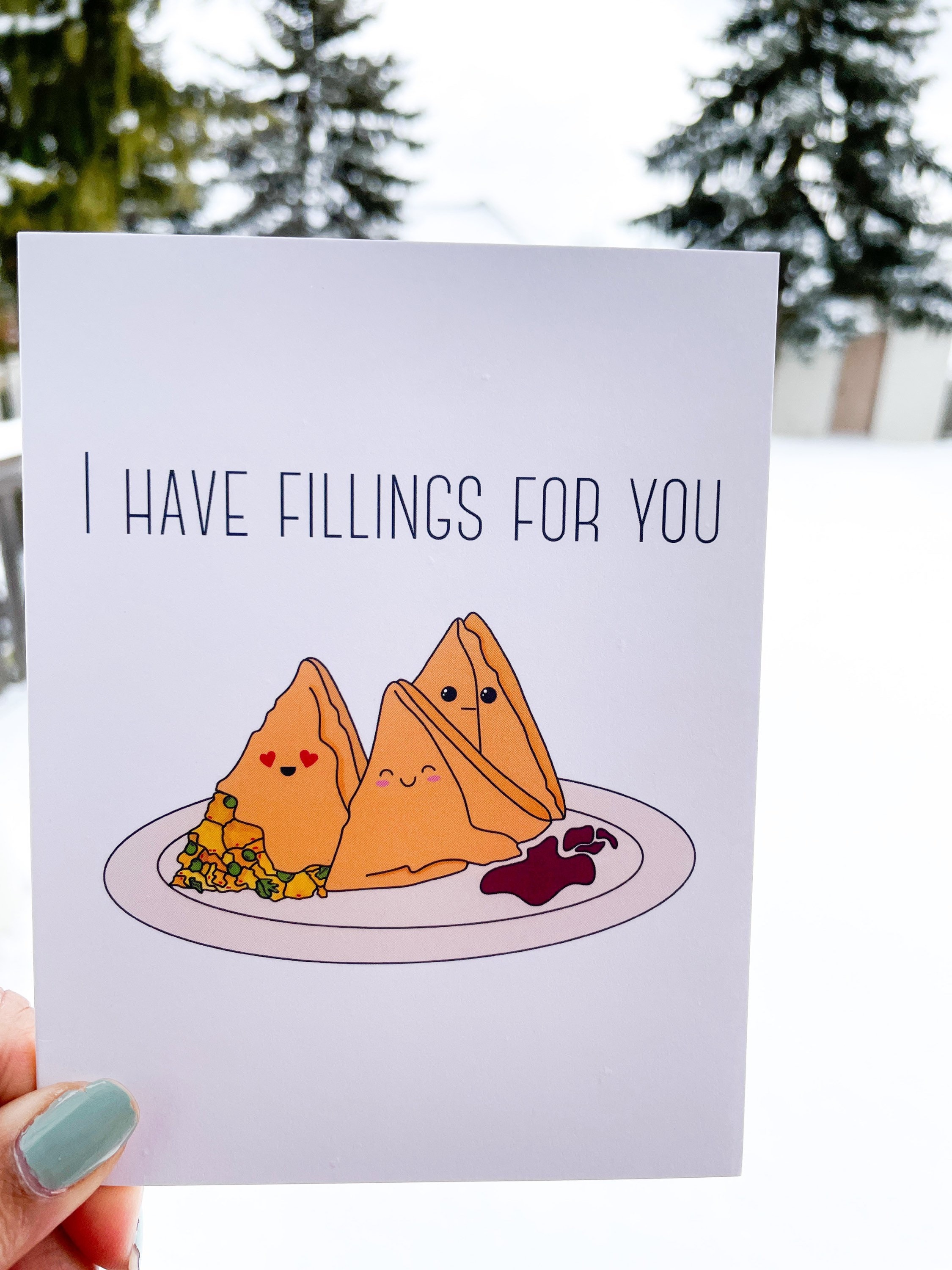 Cute Samosa Card Desi Food Puns, Desi Cards, Indian Art, Indian Snack ...