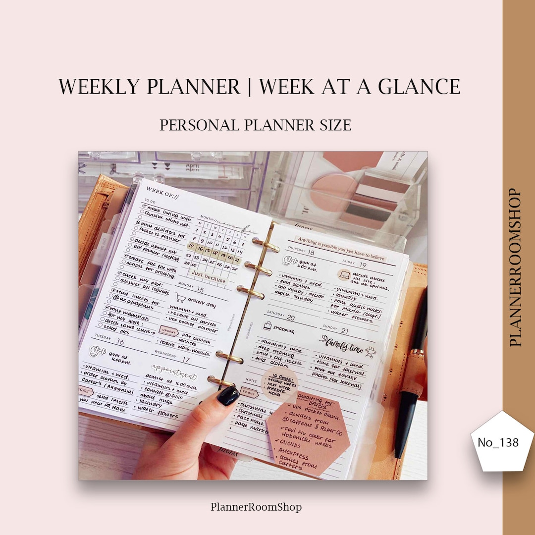 Weekly Printable Inserts, Personal Refill, Weekly Agenda, Weekly ...