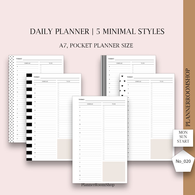 Daily Planner Printable Pocket Size, Daily Planners and Organizers ...