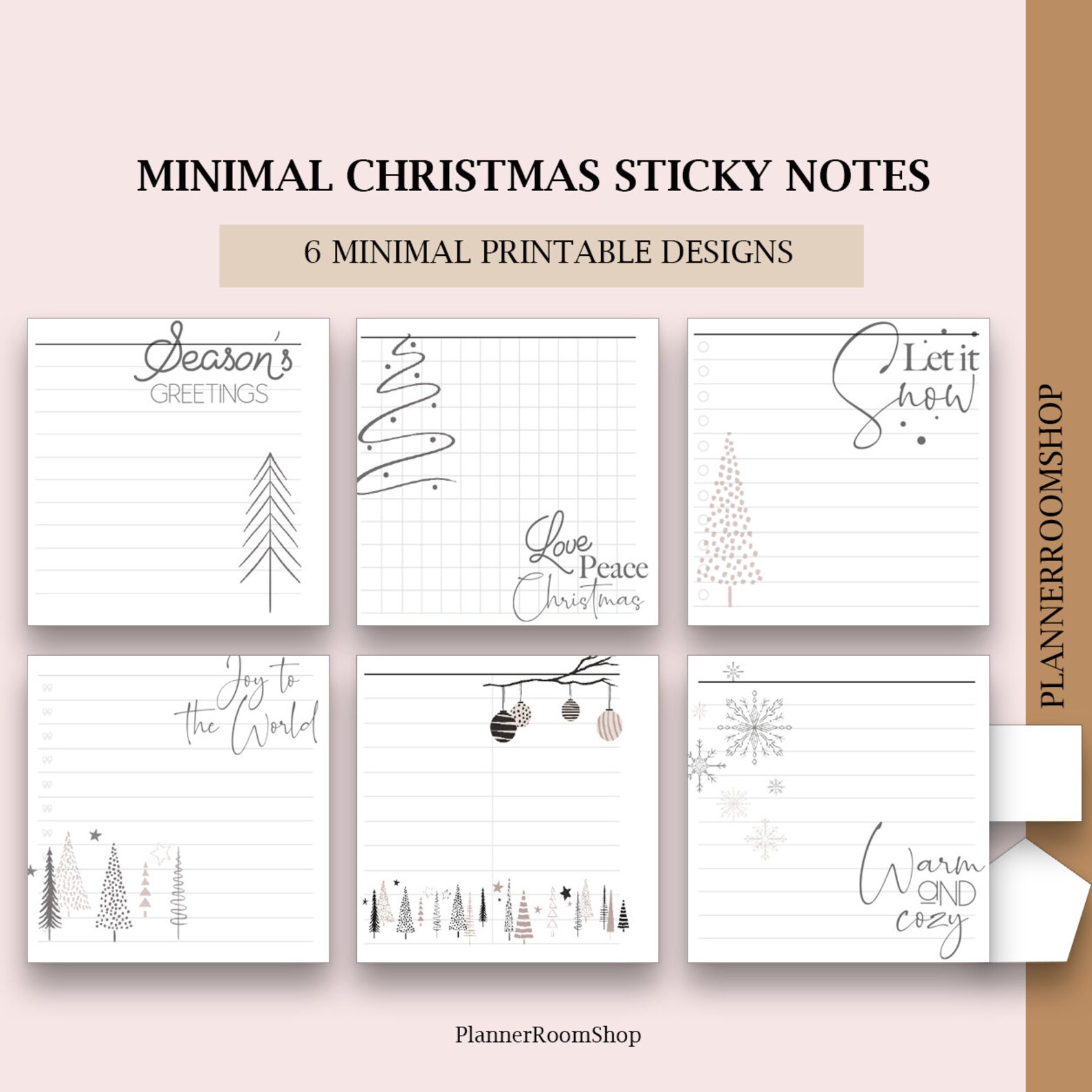 Minimal Christmas Sticky Notes Printable Memo Sheet Sticky - Etsy