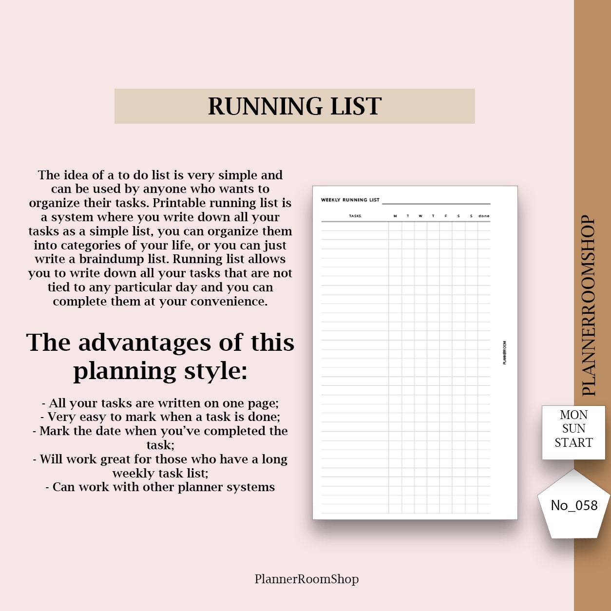 Daily Routine Insert, Weekly Running List Inserts for A6 Rings Planner ...