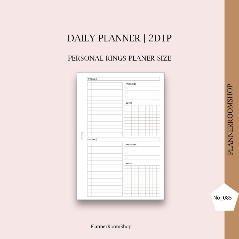 Two Days on One Page Planner, Personal Planner Printables Inserts ...