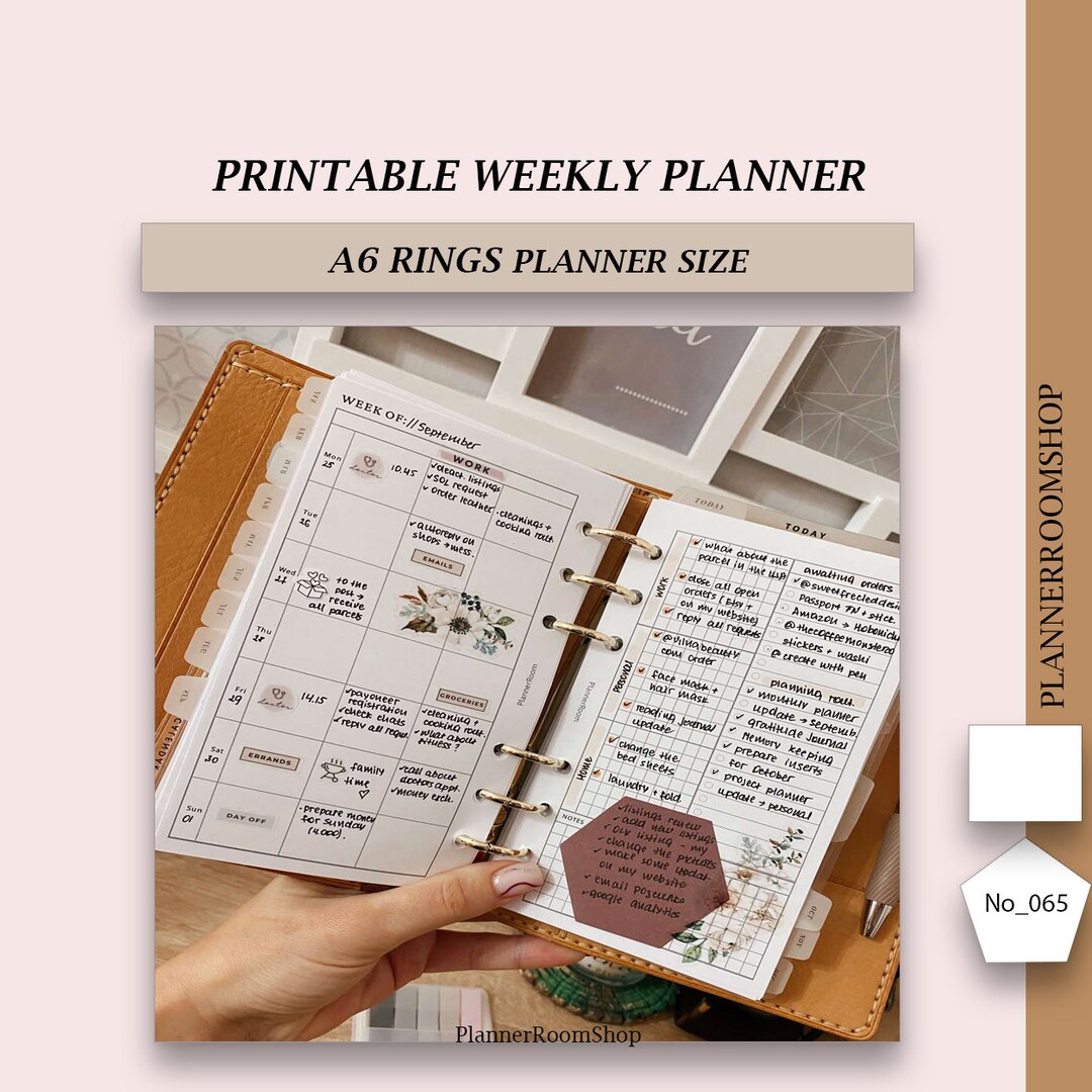Weekly Printables Layout, A6 Rings Planner, Printables Planner Inserts ...