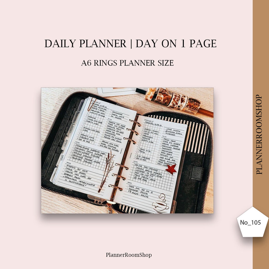 Printable Daily Planner, A6 Rings Planner Size, Daily Template, Daily ...
