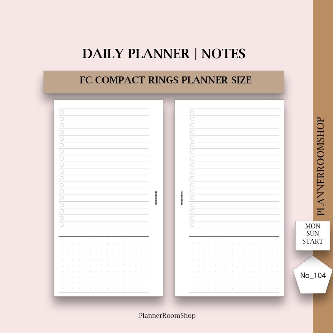 FC Compact, Minimal Daily Planner, Daily to Do List, Checklist Planner ...