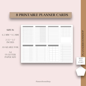Printable Planner Cards, Meals Planner, Weekly Schedule, Weekly Habit ...