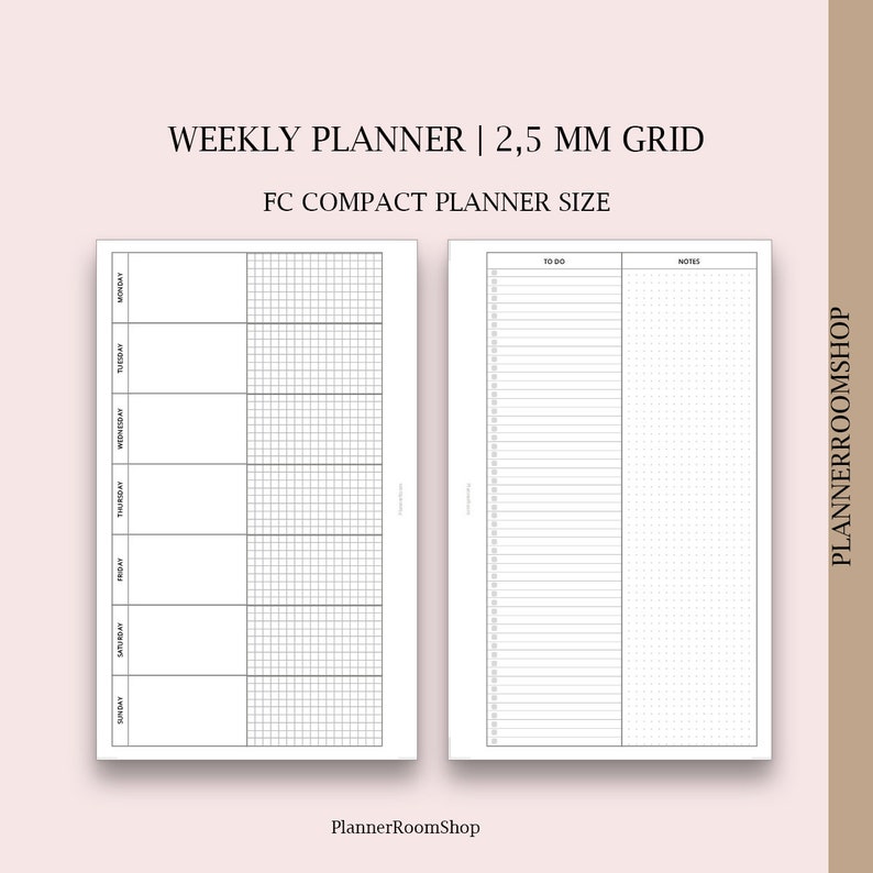 Calendars & Planners Weekly Planner Printable FC Compact Weekly Planner ...