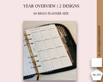 Year at A Glance A5 Planner Inserts, Yearly 1 Page, Yearly Planner ...
