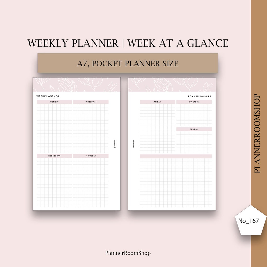 Printable Weekly Planner for Pocket Rings Planner Size, Pink Planner ...