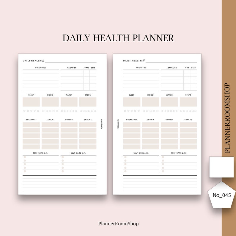 Daily Health Tracker Printable Personal Planner Size Monitor - Etsy