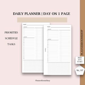 Minimalist Daily Planner, A5 Planner Size, Daily Schedule, Daily Tasks ...