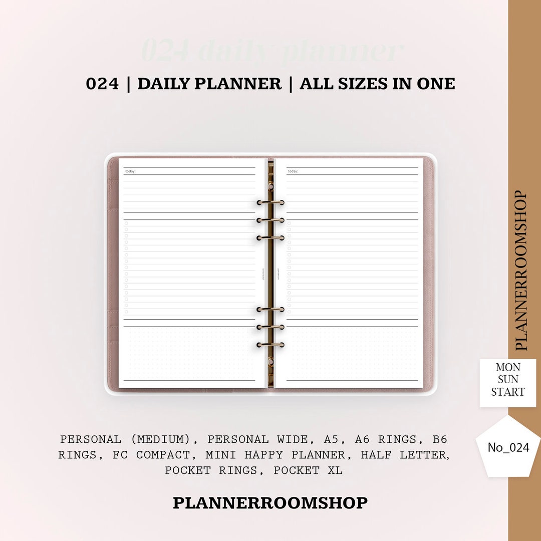 Daily Planner Printable Inserts, Daily Planners and Organizers Refill ...