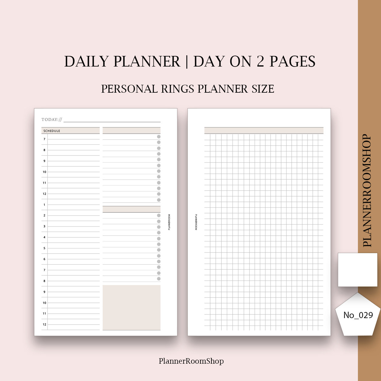 Day on 2 Pages Printable Planner Personal Rings Planner Size - Etsy