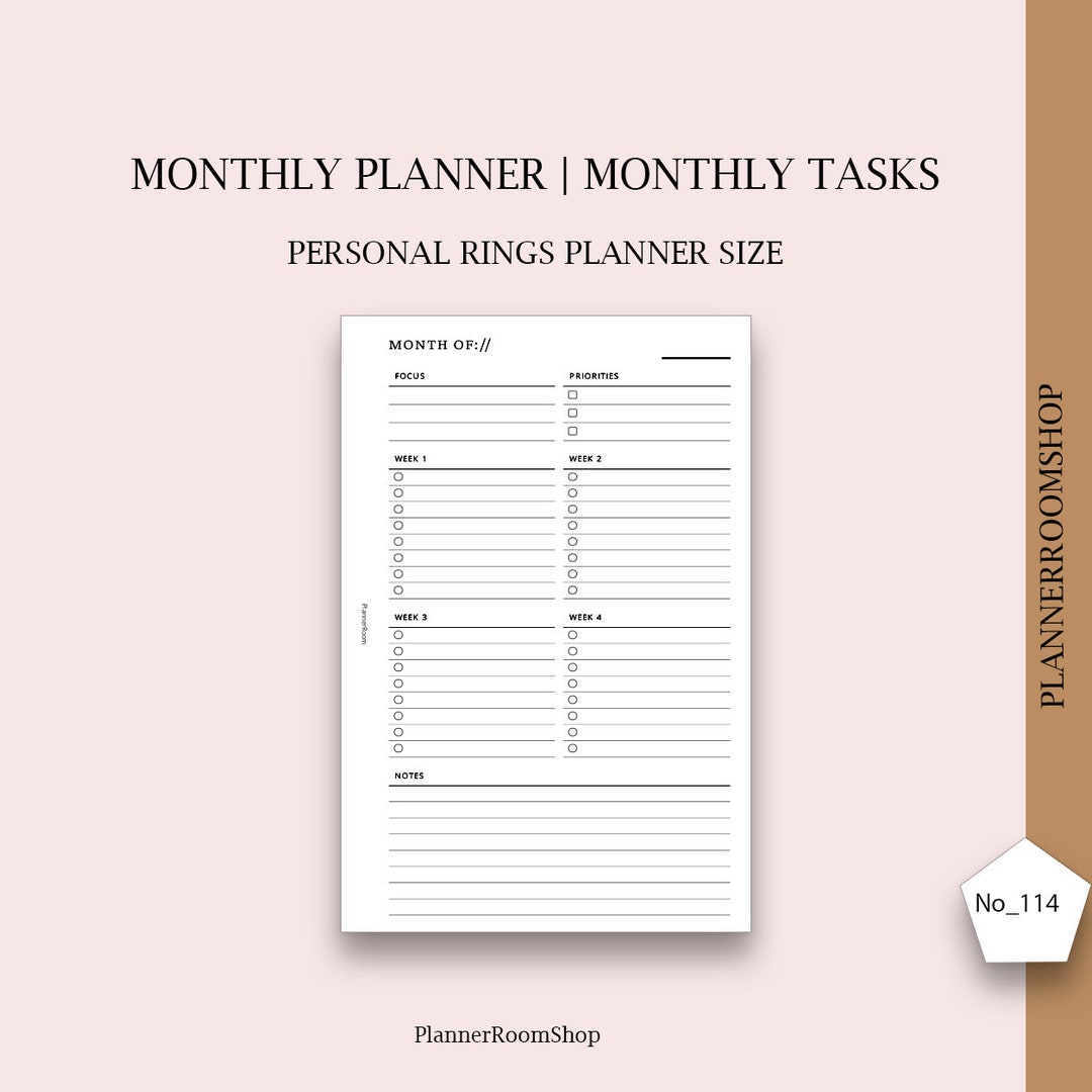 Monthly Overview Printable Personal Planner Inserts Month on - Etsy