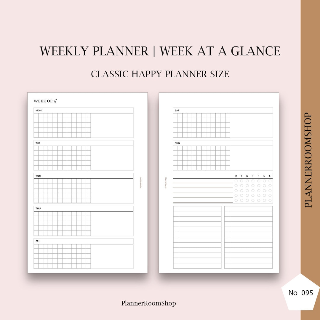 Printable Weekly Planner, Classic Happy Planner Pdf Pages, W2P ...