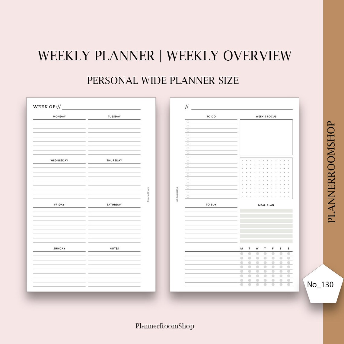 Weekly Planner Printable Personal Wide Planner Inserts Weekly - Etsy