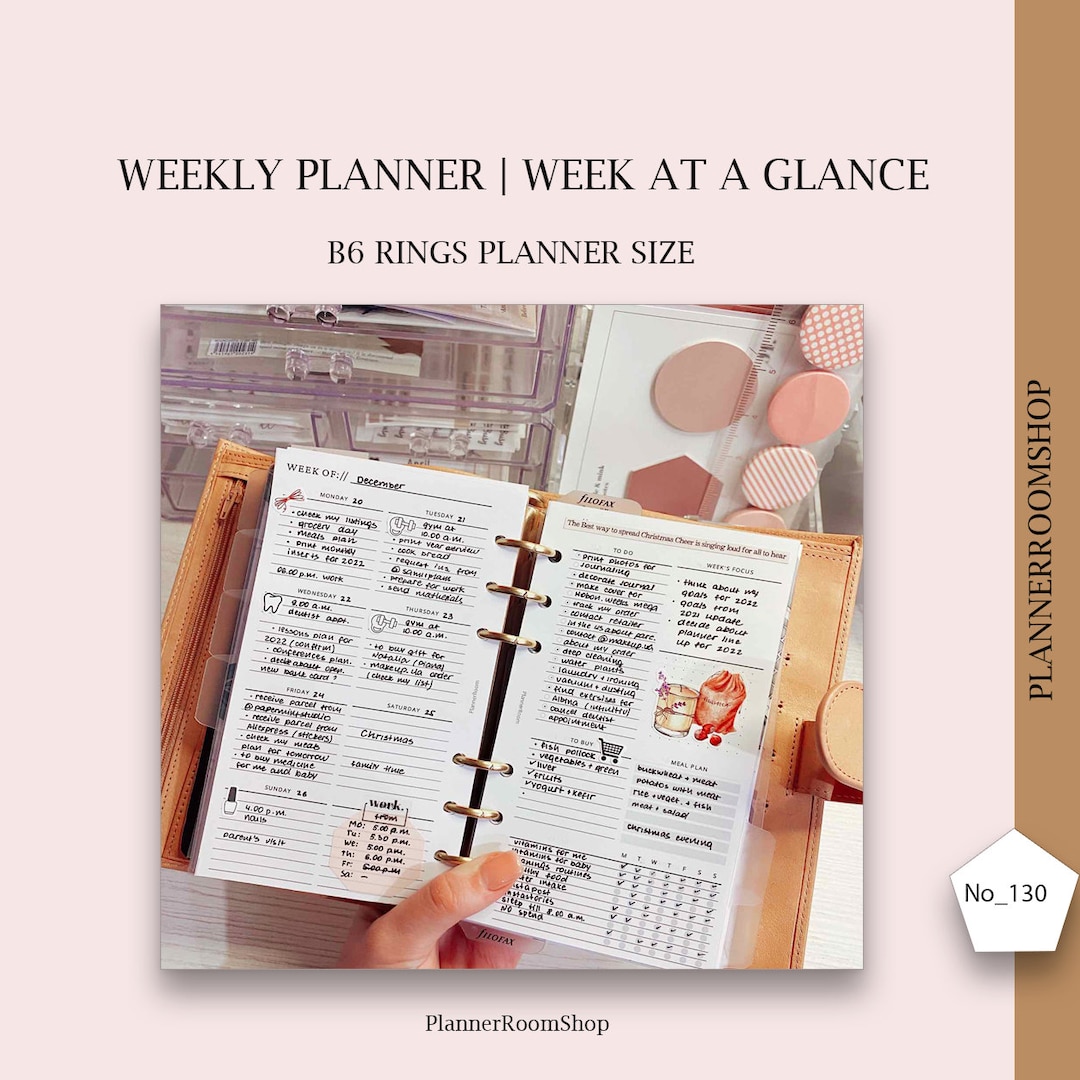 Weekly Planner Printable B6 Planner Inserts, Weekly Schedule Printable ...