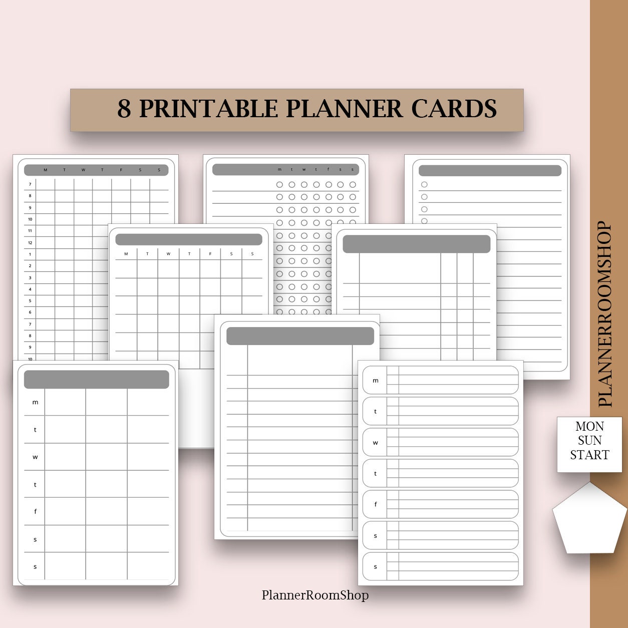 Printable Planner Cards, Meals Planner, Weekly Schedule, Weekly Habit ...