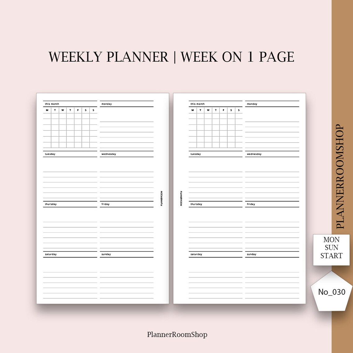 Printable Weekly Planner Week at a Glance Personal Weekly - Etsy