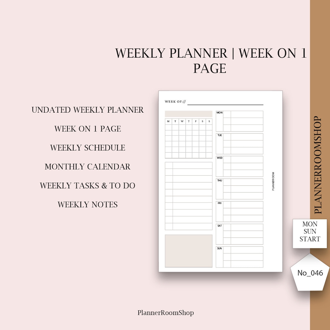 Weekly Planner Inserts A7 Pocket Planner Week on 1 Page | Etsy