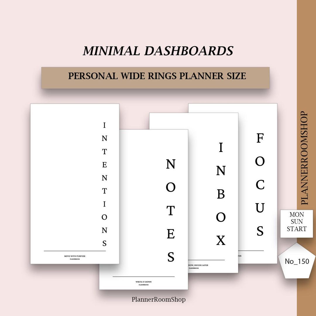 Personal Wide, Printable Planner Dashboards, Inbox and Notes Pages ...