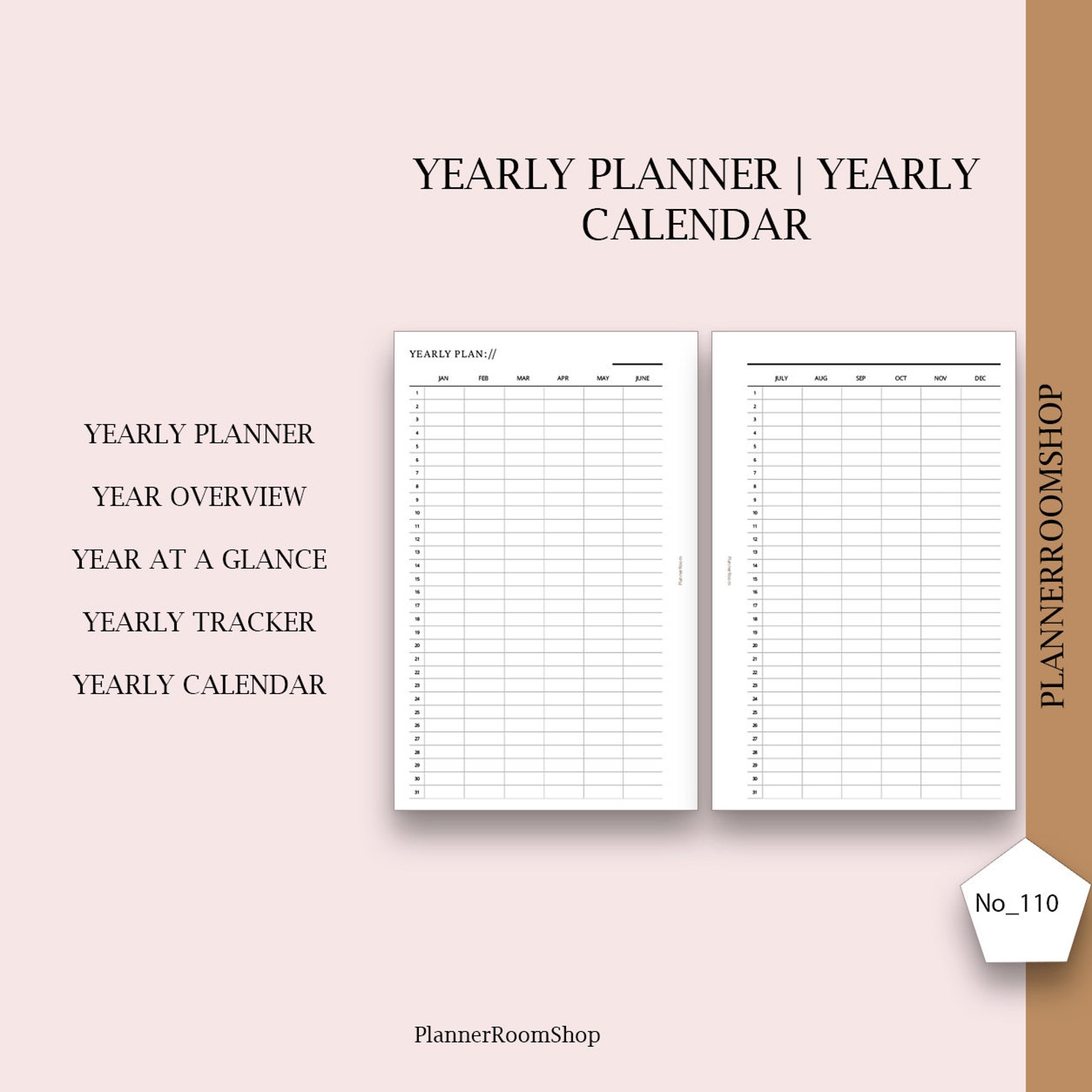 Yearly Tracker Personal Size Yearly Template Year at a - Etsy Canada